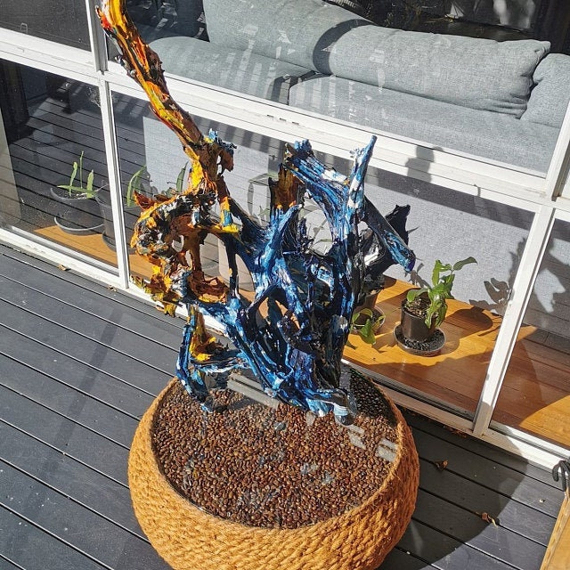 Rope Coffee Table Outdoor Patio Yard Decor Garden Round - Etsy