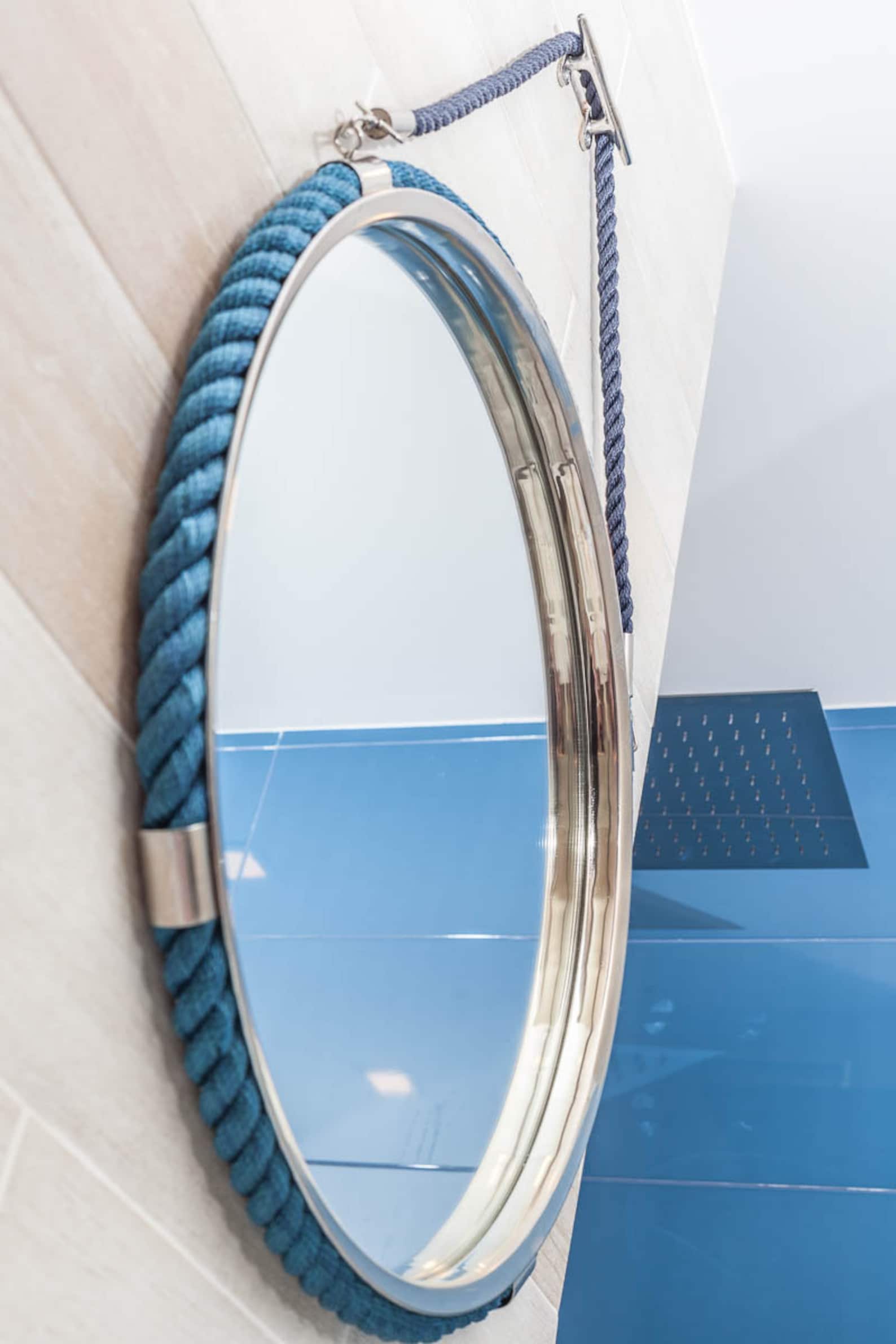 Nautical Rope Mirror for Bathroom in Coastal Blue Oval - Etsy