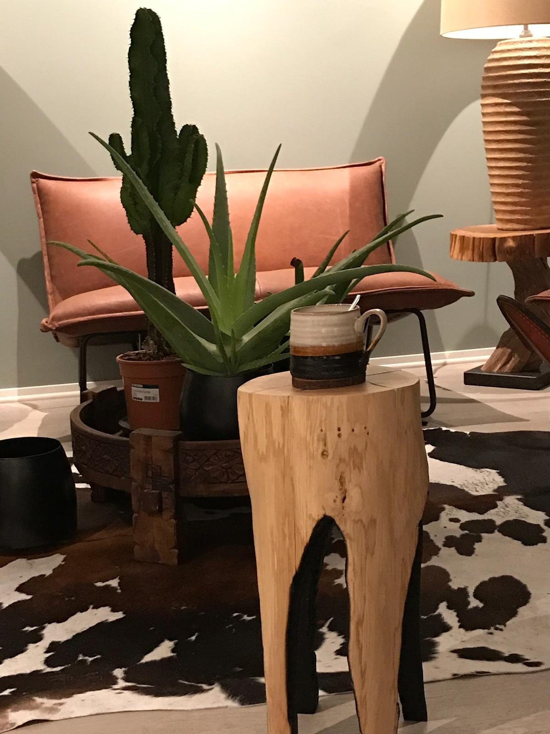 Tree Stump Coffee Table, Space-saving Log Furniture, Stump Table, Small ...