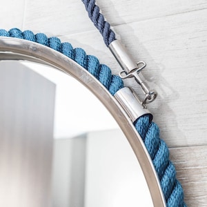 Nautical Rope Mirror for Bathroom in Coastal Blue - Oval Nautical ...