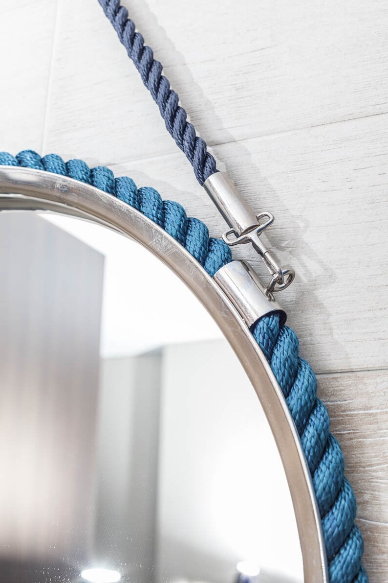Nautical Rope Mirror for Bathroom in Coastal Blue Oval - Etsy