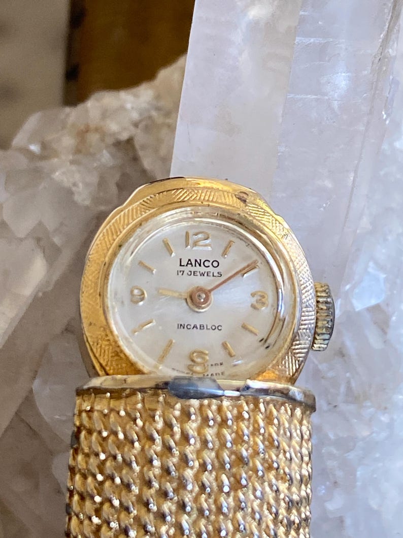 Rare Vintage Swiss Lanco Ladies Gold Tone Bracelet Watch // Elegant ...