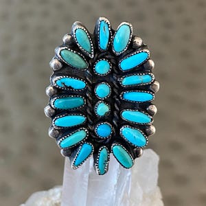 70's "wilson Begay" Navajo Sterling Silver Genuine Turquoise Cluster ...