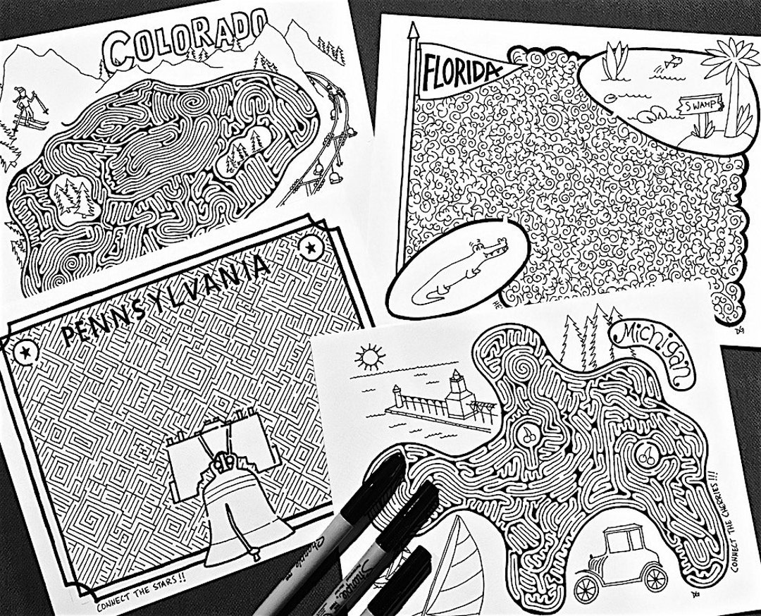 U.S. States FOUR MAZE Combo Pack! - Etsy