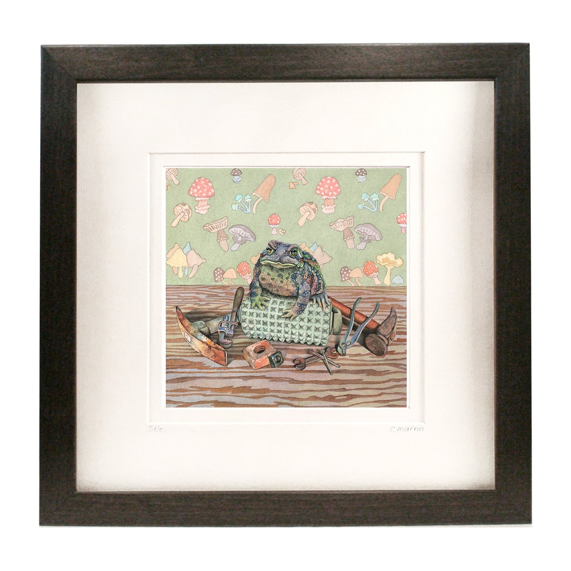 Toad's Tools framed Print From Watercolour of a Toad - Etsy