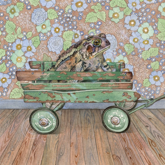 Towed framed Art Print From Watercolour of Toad Being Towed - Etsy Canada