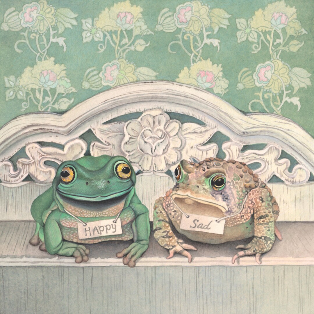Frogs Are Happy, Toads Are Sad art Print From Watercolour of Frog and ...
