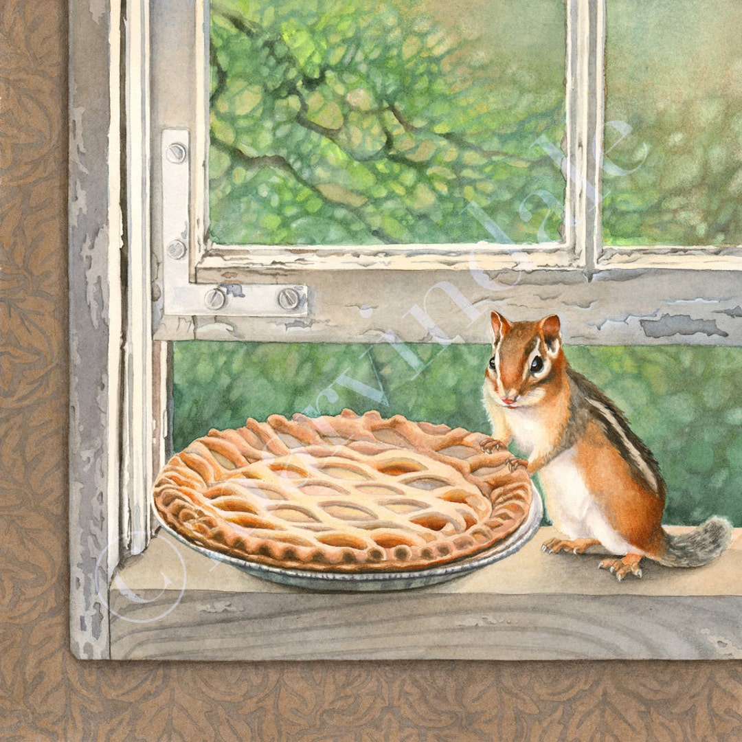 Cheeks and the Sugar Pieframed Print From Watercolour of Chipmunk and ...