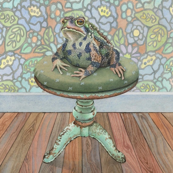 Toad's Stool framed Print From Watercolour of Toad on an - Etsy