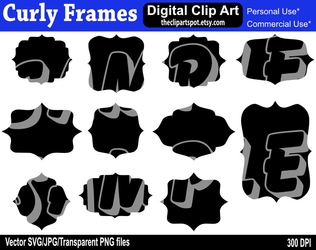 Curly Frames, Borders, Svg Clip Art, Svg Vector, Clip Art Pictures ...