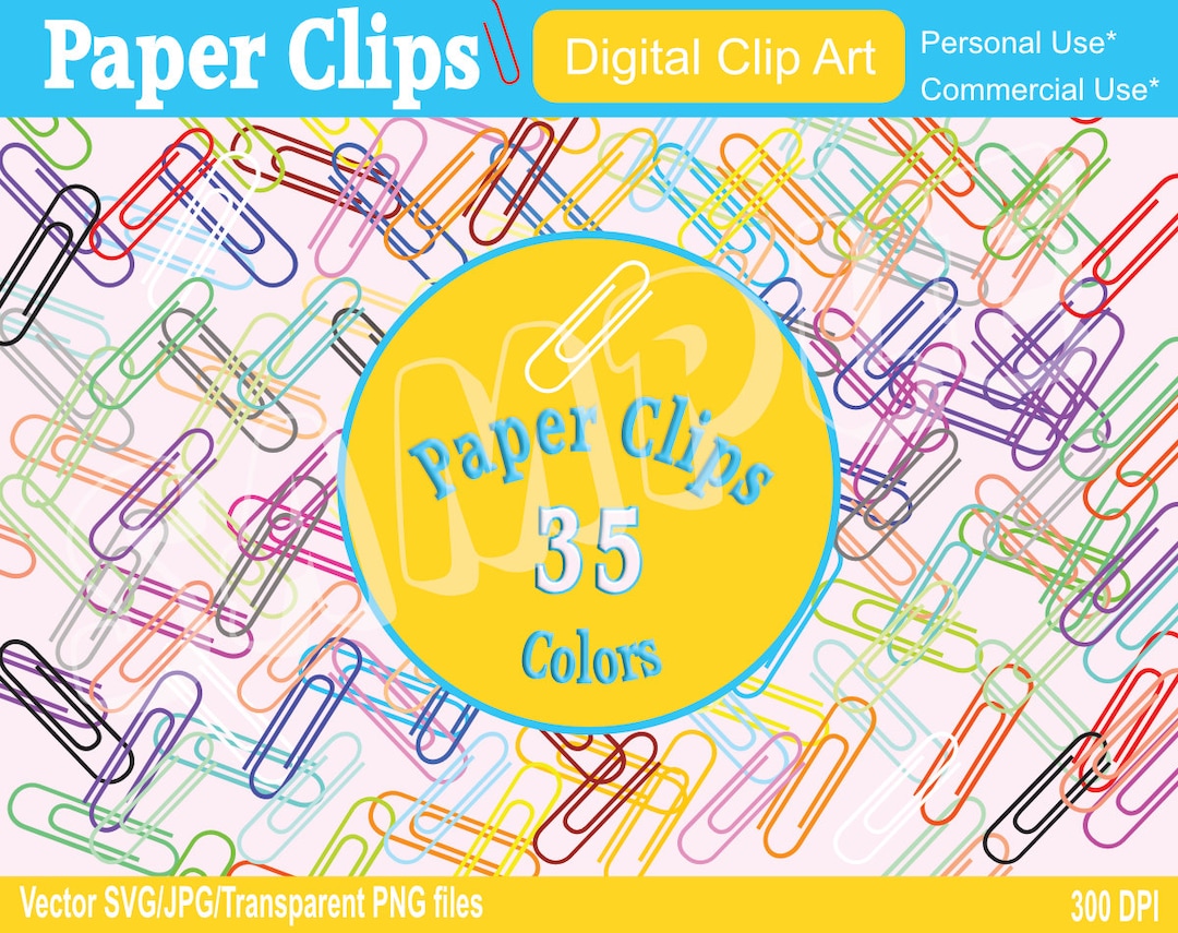 Paperclip Clip Art Set, Paperclips, Stationary Clip Art, Vector ...