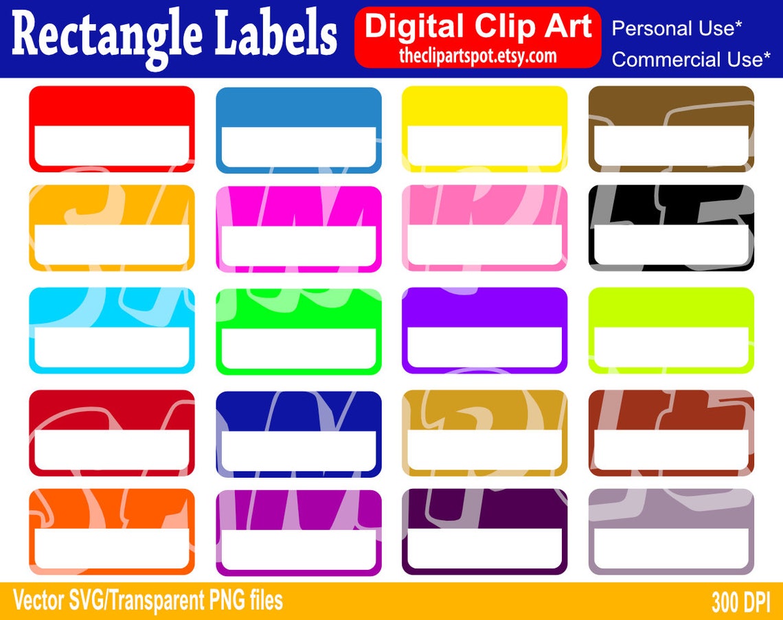 Rectangle Labels, Boxes, Clipart Set, Digital Scrapbooking, Commercial ...