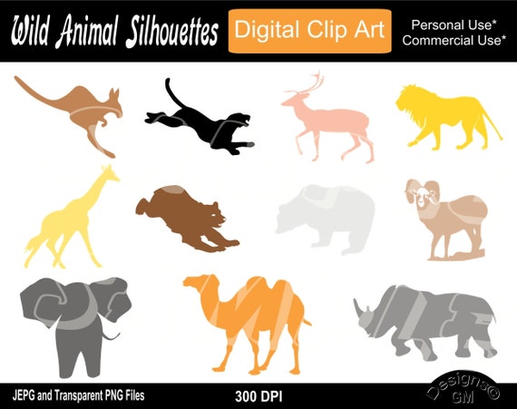 Wild Animal Clip art Zoo Animals Elephant Bear Lion | Etsy