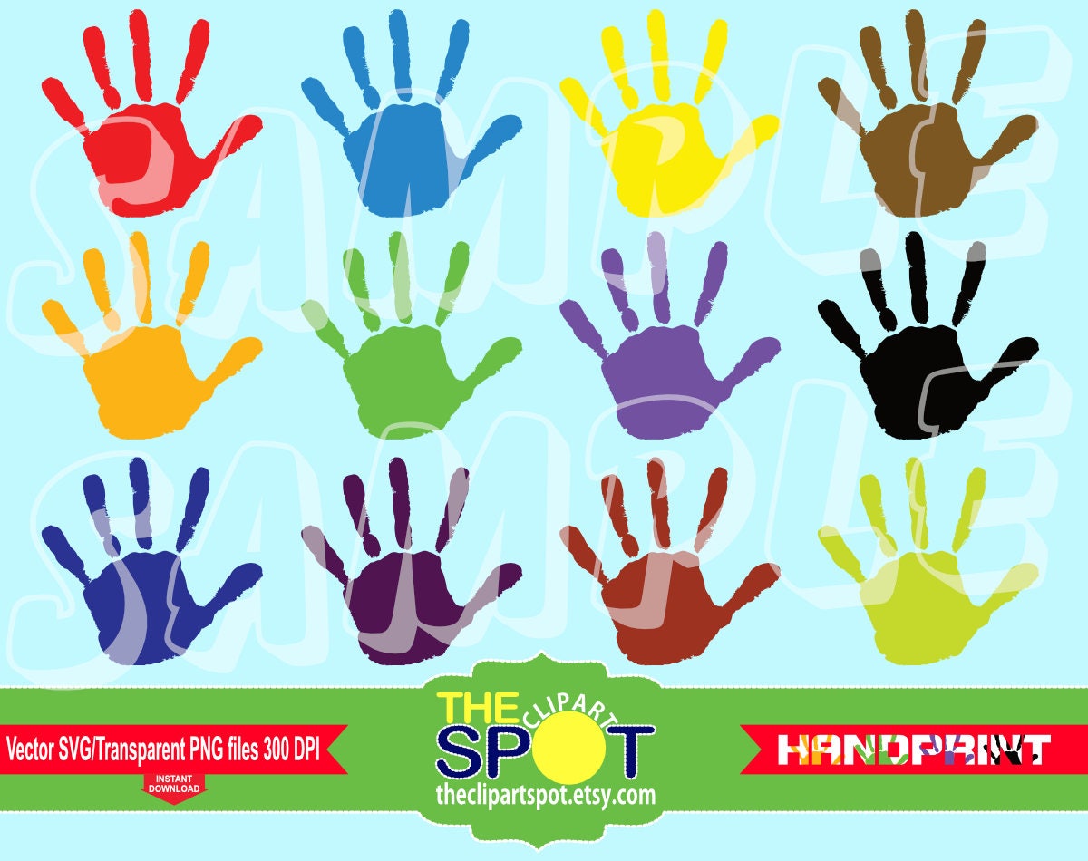 Hand Print Clipart Set, Handprints, Commercial Use, Vector Graphics ...