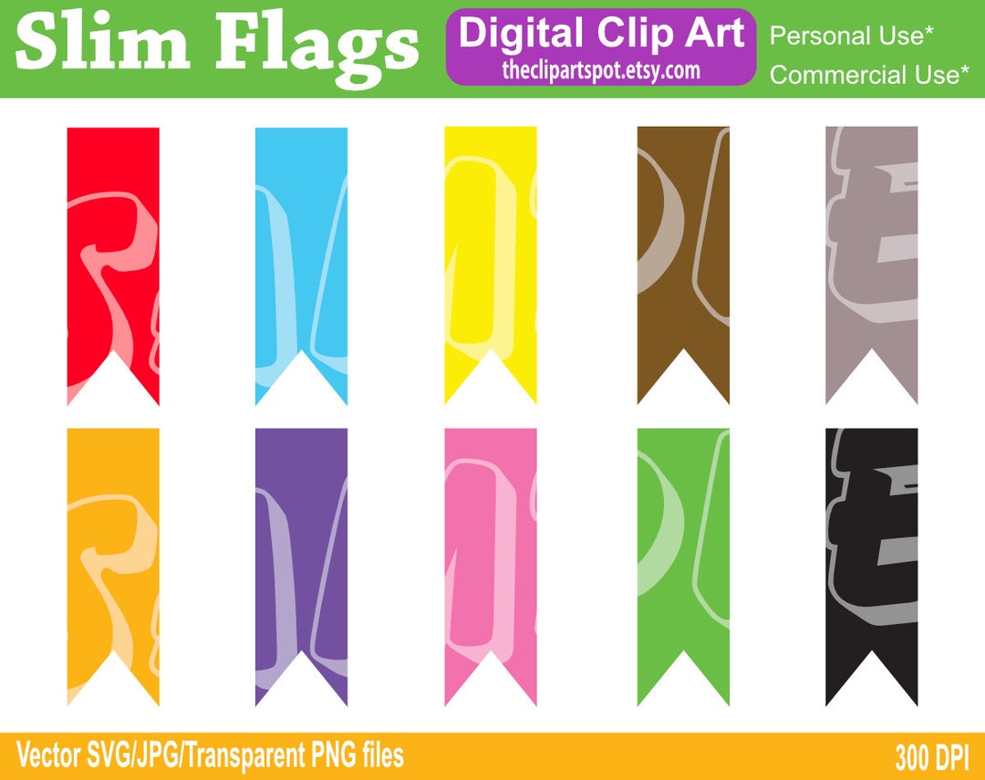 Slim Flags Clipart Set, Flags, Bunting, Vector Graphics, Commercial Use ...