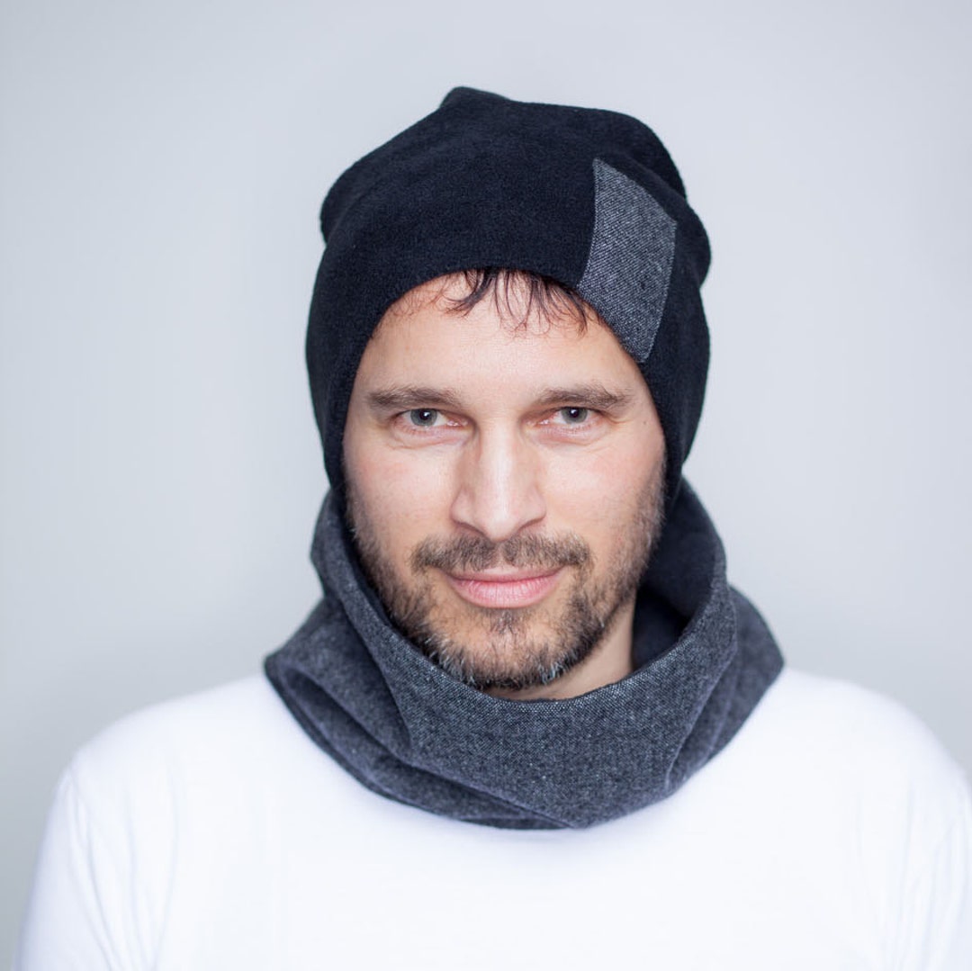 Set for Men of Short Loop Scarf and Beanie Cap - Etsy