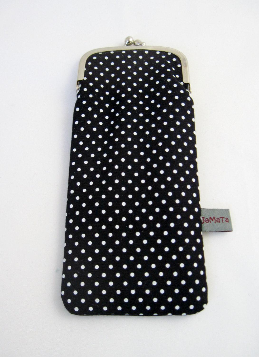 Glasses/ Spectacles Case "good Old Times", Black With White Dots, Strap ...