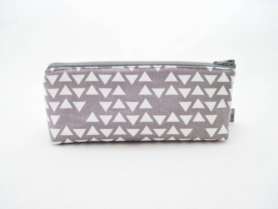 Pencil Case Small Pouch grey Triangles Grey With | Etsy