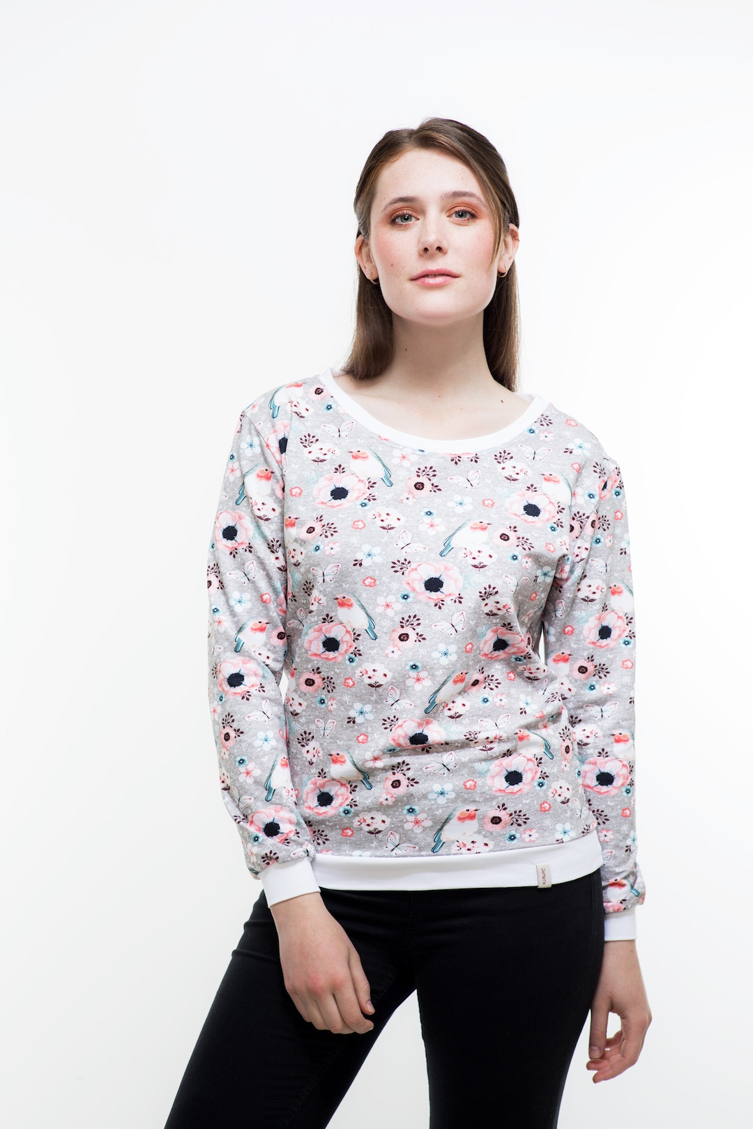 Sweatshirt/ Sweater/ Pullover Poetry Album, Colourful Birds and Flowers ...