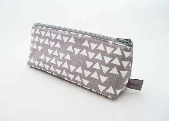 Pencil Case Small Pouch grey Triangles Grey With | Etsy