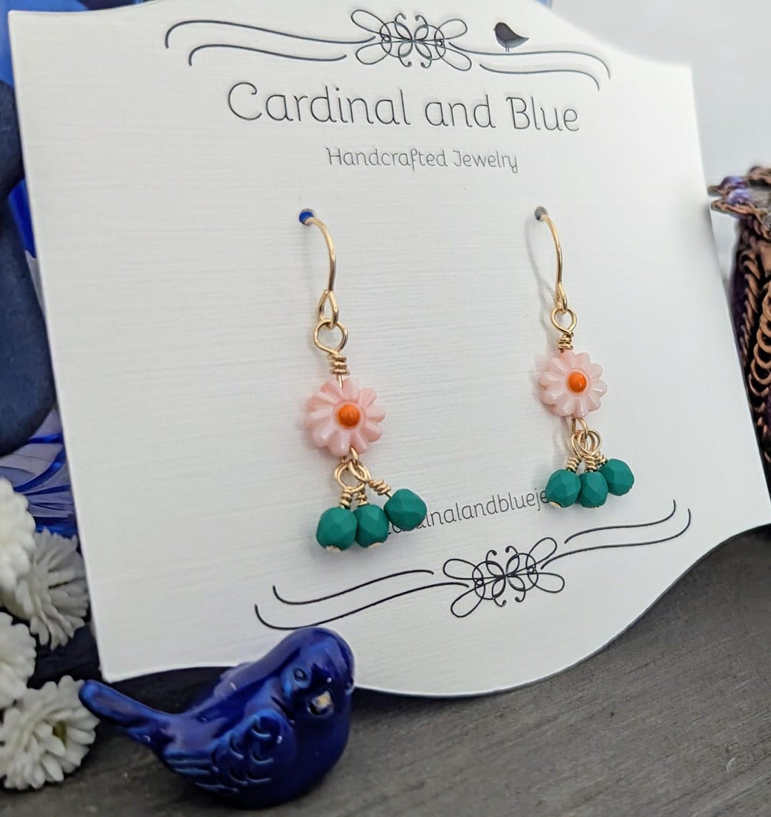 Vintage MSM Inspired Earrings // Pink Flower Earrings// Vintage Floral ...