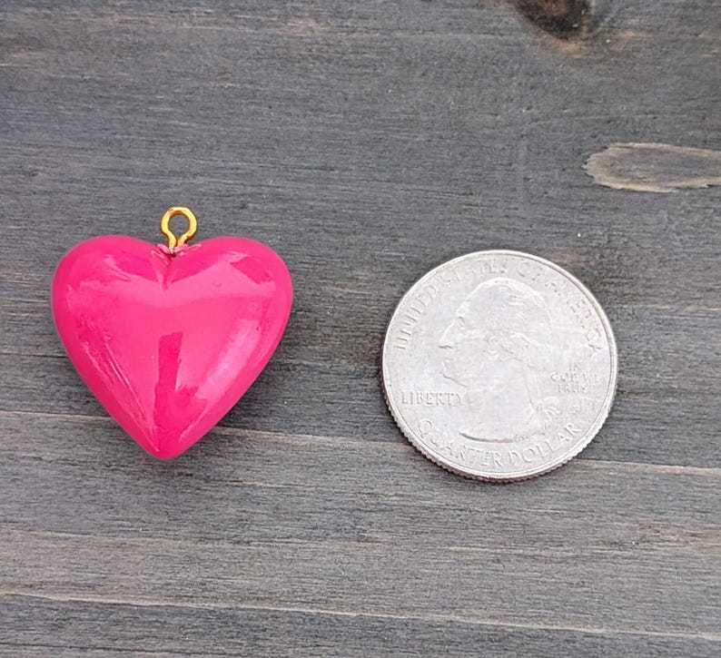 Vintage Bright Pink Puffy Heart Charm: 90s Acrylic Pendant (1) - Etsy