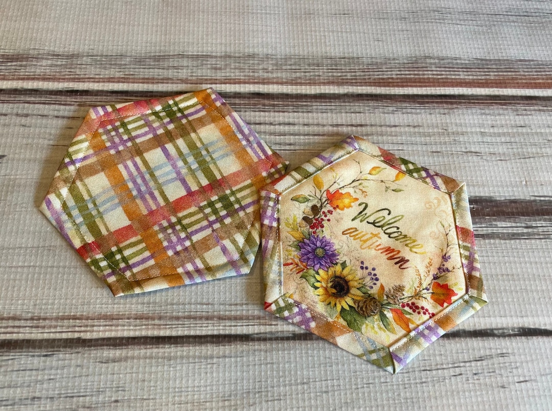 Mug Rug Set Chicken Mug Rug Set of 2 Hexagon Mug Rug Gift Sunflower Mug ...