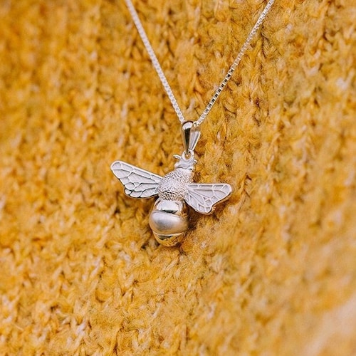 Bee Necklace Sterling Silver Bee Jewelry Honeybee Necklace - Etsy