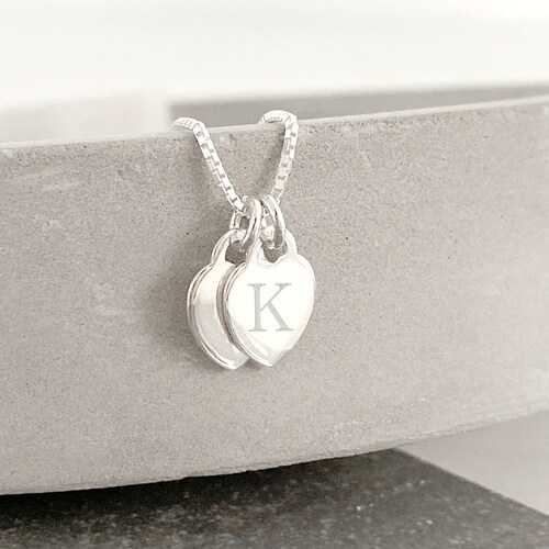 Sterling Silver Engraved Heart Pendant Necklace. Personalised | Etsy UK