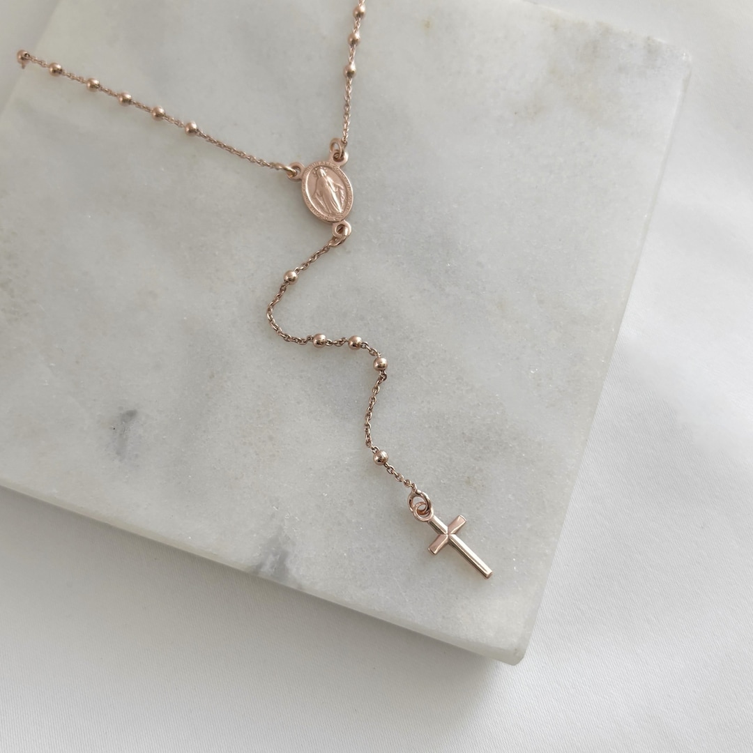 Rose Gold Vermeil St Mary Rosary Necklace - Etsy