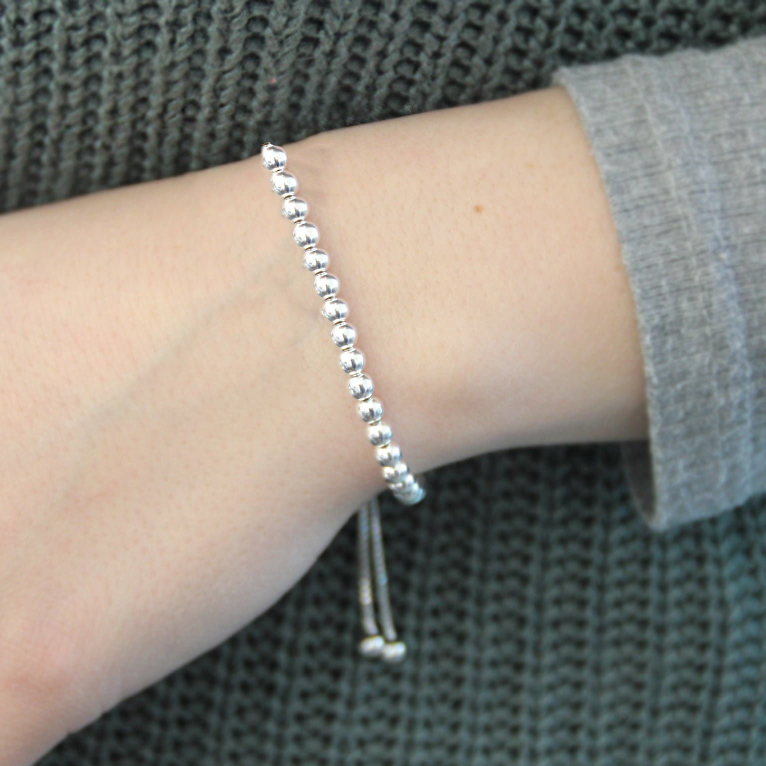 Sterling Silver Ball Slider Bracelet | Etsy UK