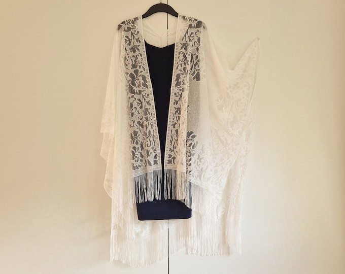 LACE PATCHWORK BEIGE X Cream Ivory Duster Kimono Reworked Vintage ...