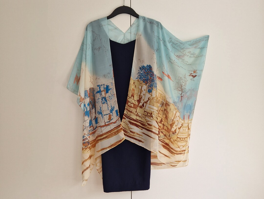 Blue Kimono Sea Front and Boats Venice Kimono Cardigan, Kaftan ...