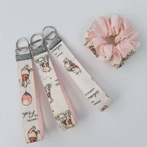 Winnie the Pooh Key Fob Wristlet, Scrunchie Set Keyring, Cotton ...