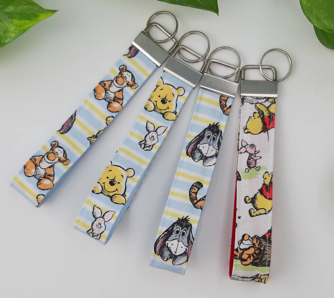 Winnie the Pooh Key Fob Wristlet Key Chain Cotton Wristlet - Etsy