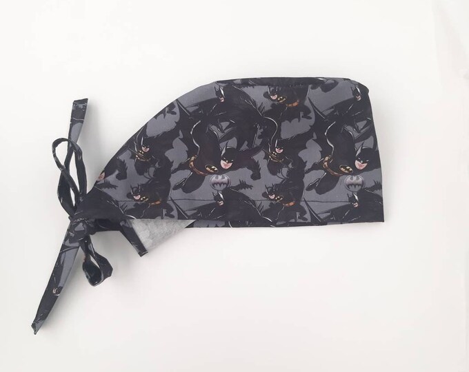 Scrub Cap Black Batman Surgical Cap With Ties, Cotton, Vets, Theatre ...