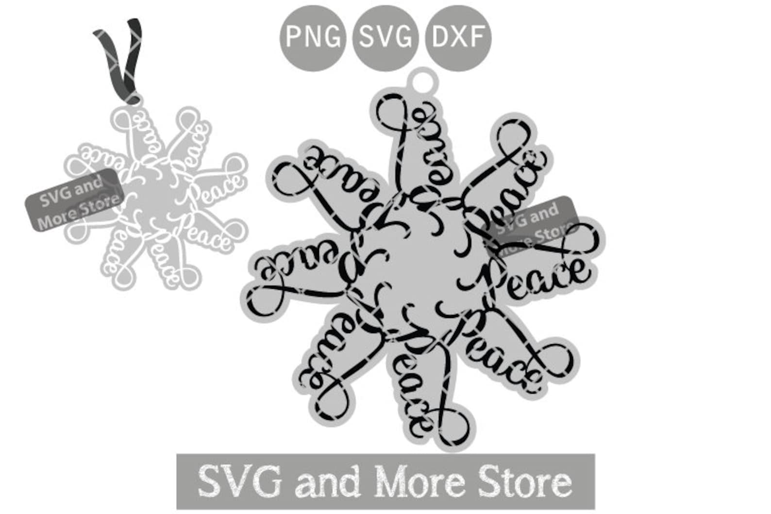 Peace Snowflake SVG Peaceflake Ornament Christmas Key Chain - Etsy