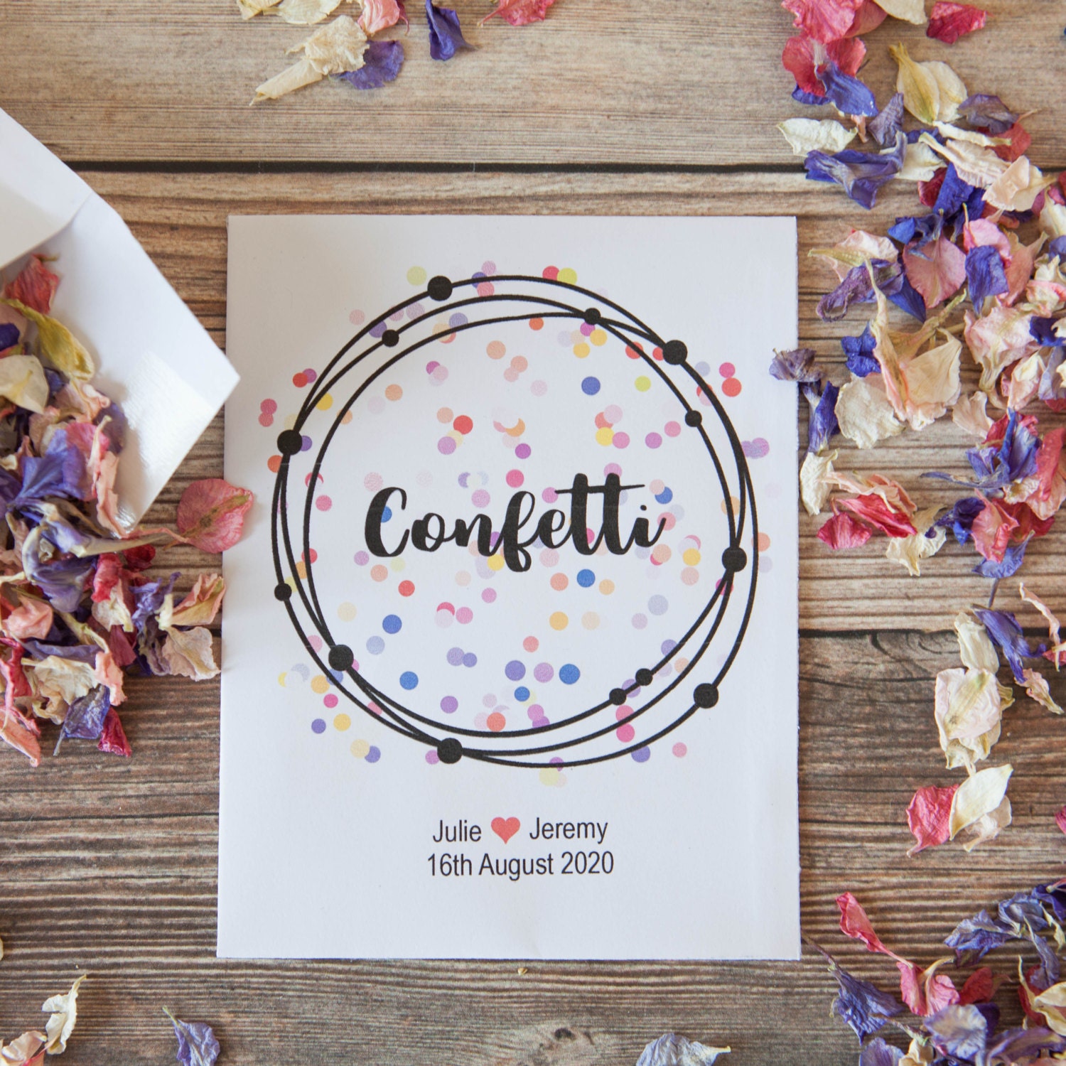 10 Personalised Colourful Confetti Packets | Etsy