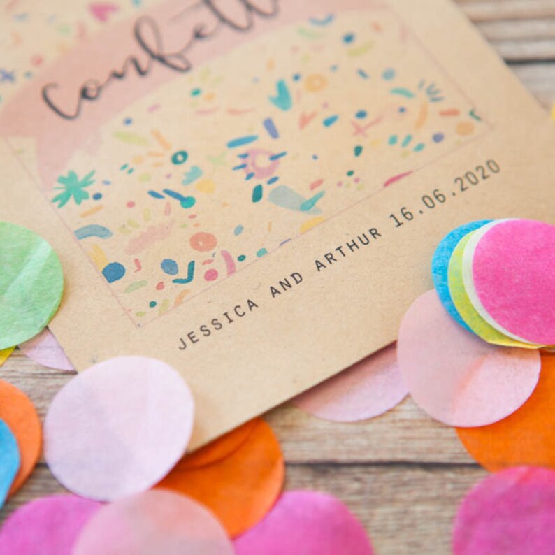 10 Colourful Confetti Print Personalised Confetti Packets | Etsy