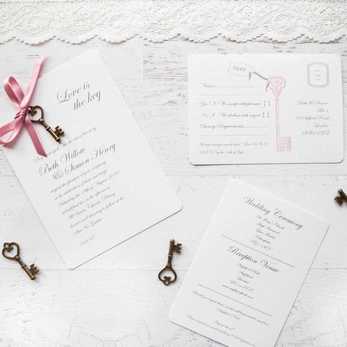 Love is the Key DIY Wedding Invitation Pack - Minimum Order of 25 - Etsy
