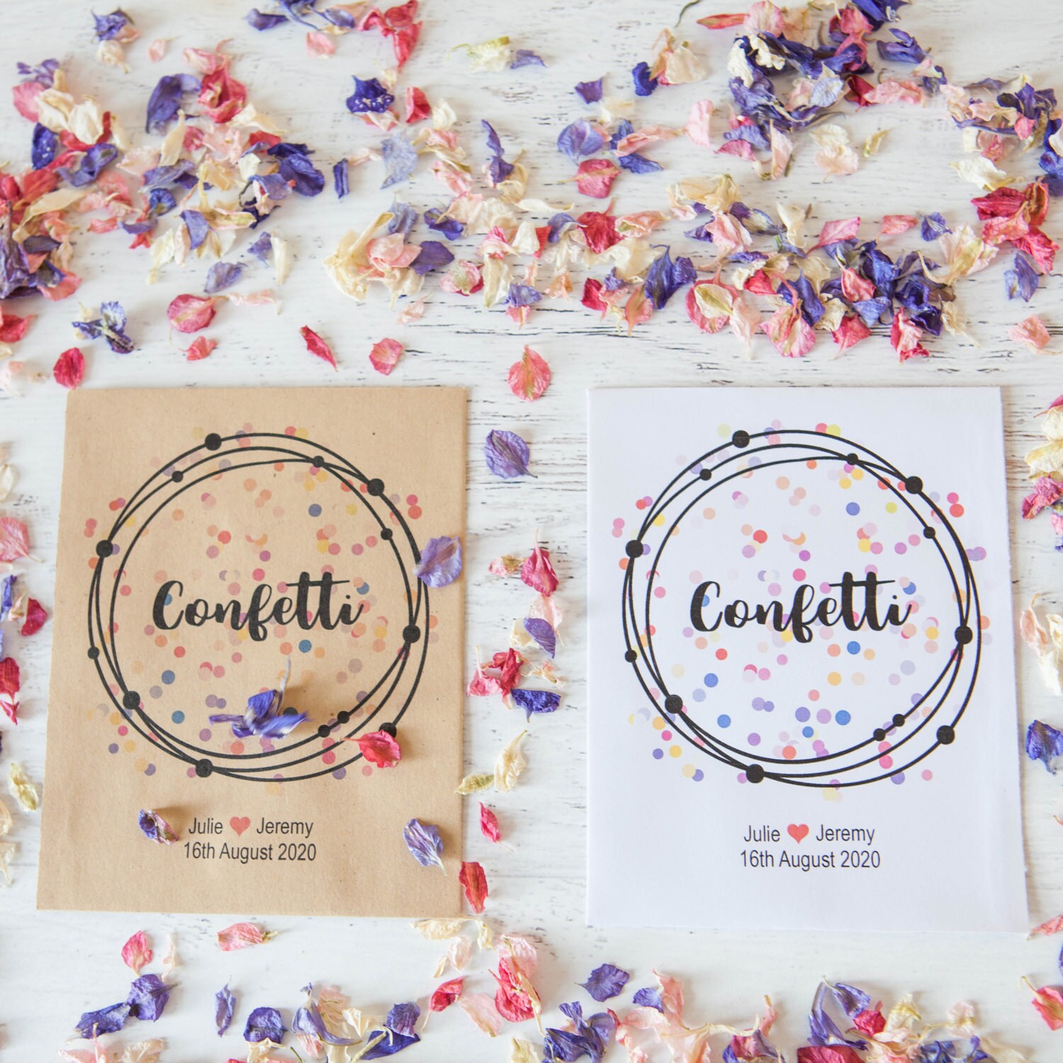 10 Personalised Colourful Confetti Packets - Etsy