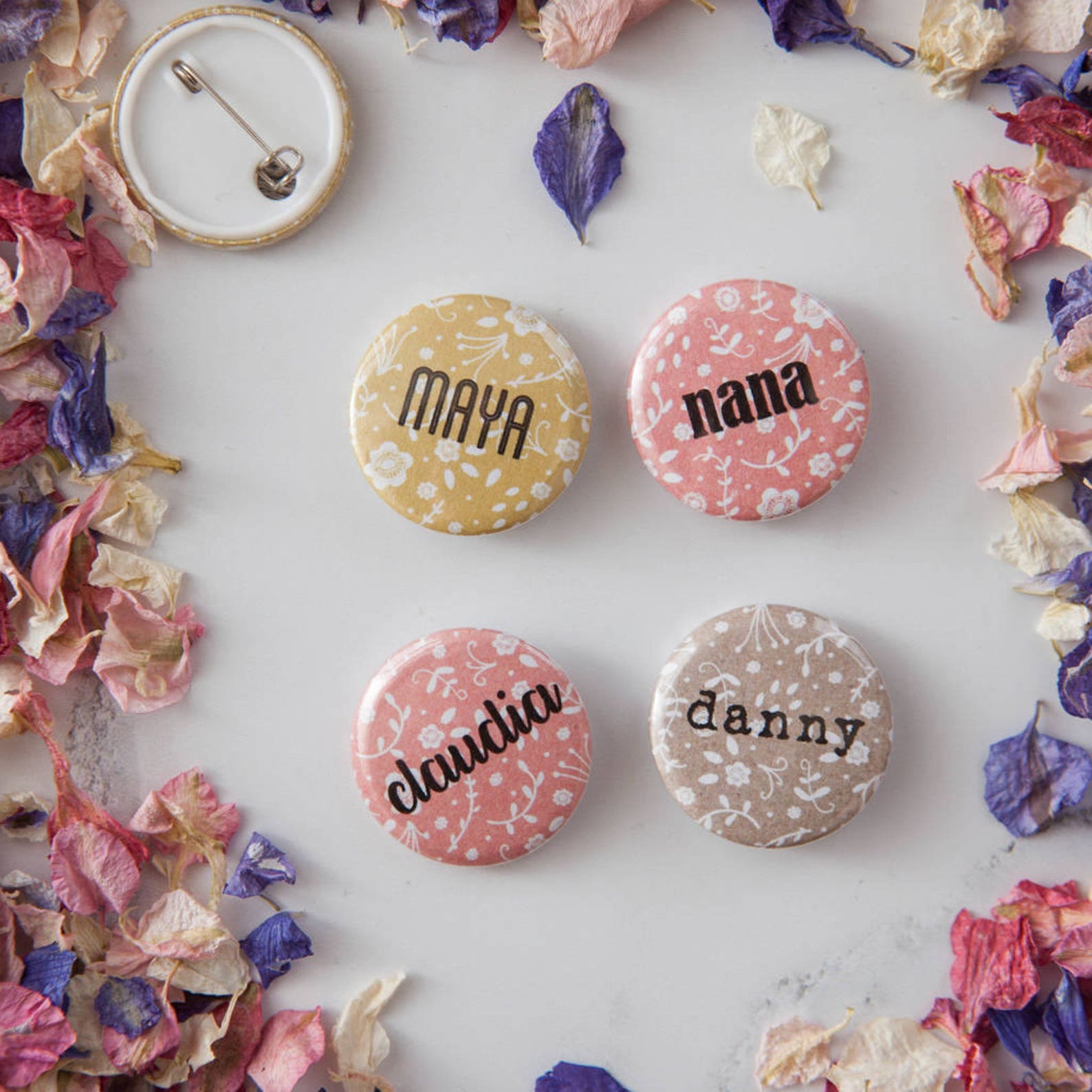 Ditsy Floral Personalised Name Badges - Etsy
