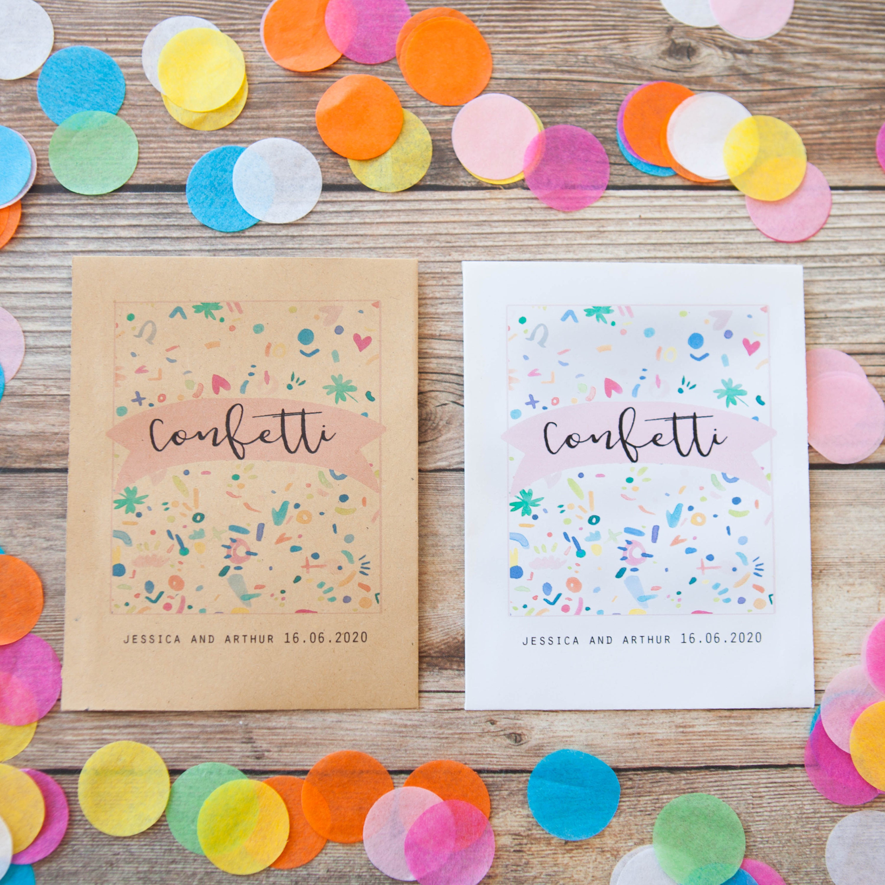 10 Colourful Confetti Print Personalised Confetti Packets | Etsy