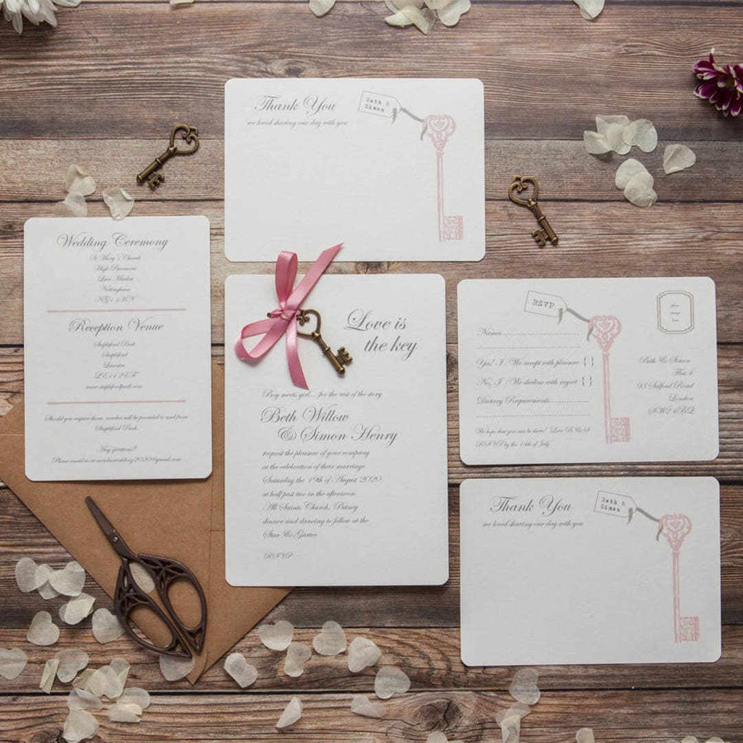 Love is the Key DIY Wedding Invitation Pack - Minimum Order of 25 - Etsy