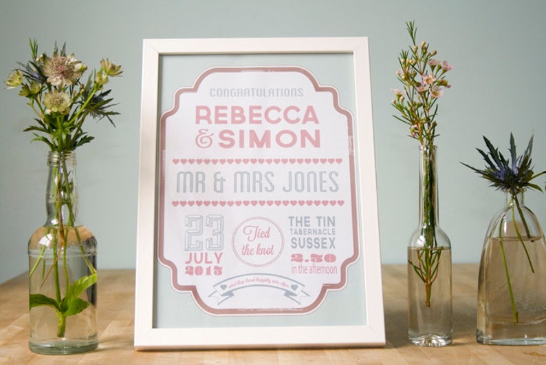 Playbill Personalised Wedding Day Print - Etsy