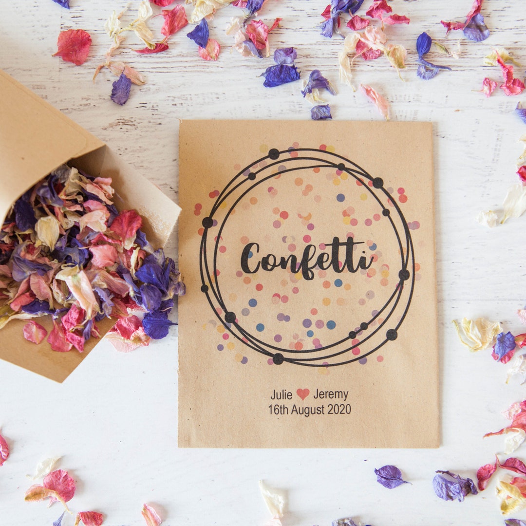 10 Personalised Colourful Confetti Packets - Etsy