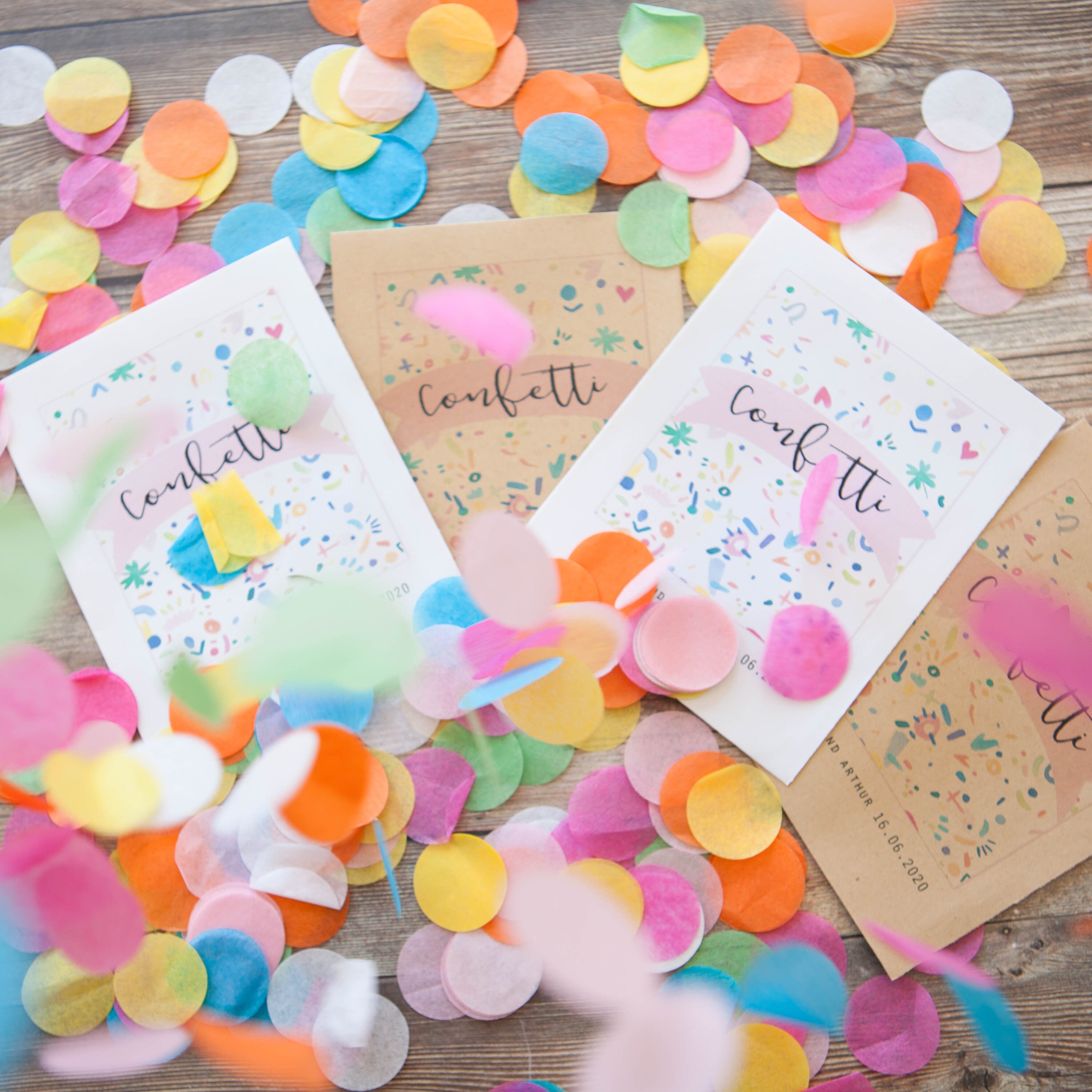 10 Colourful Confetti Print Personalised Confetti Packets | Etsy