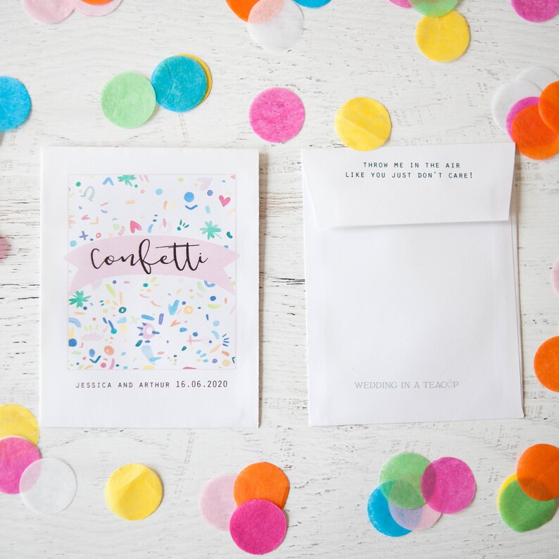 10 Colourful Confetti Print Personalised Confetti Packets - Etsy