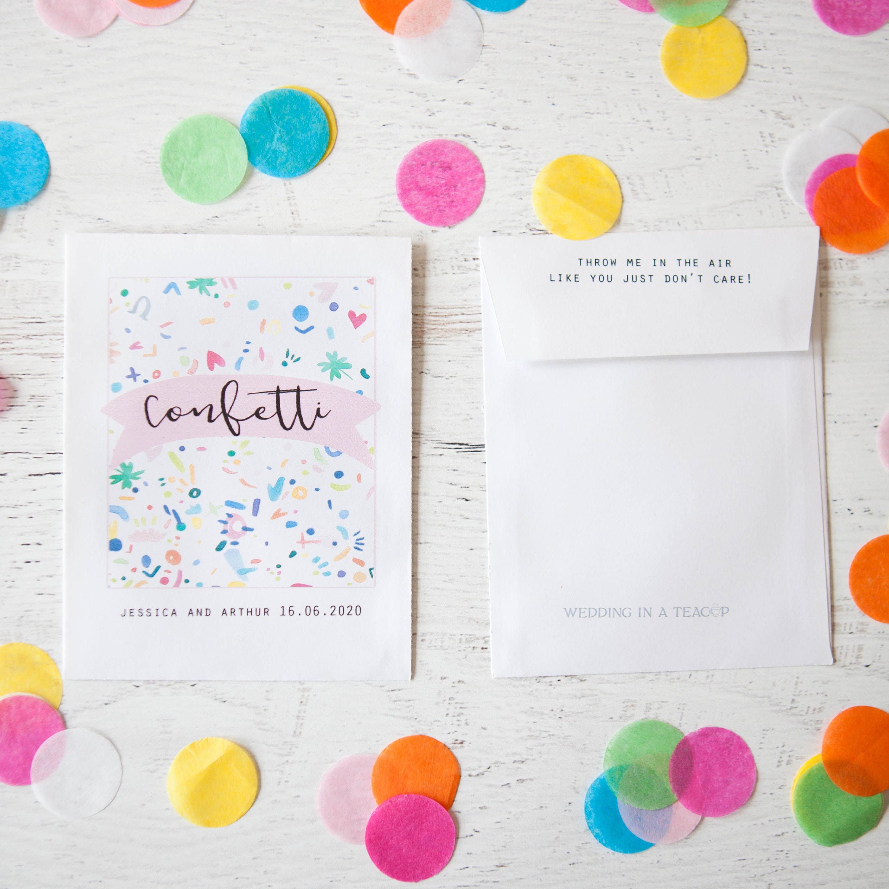10 Colourful Confetti Print Personalised Confetti Packets | Etsy