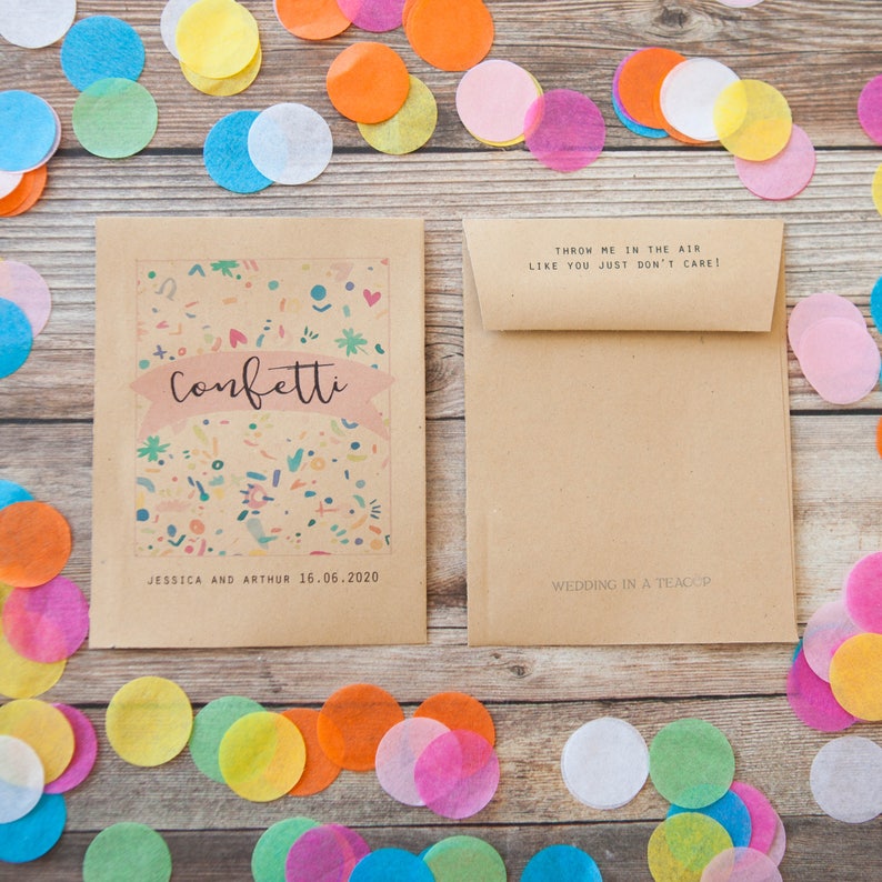 10 Colourful Confetti Print Personalised Confetti Packets - Etsy
